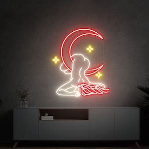 Moon Sex Girl Star Neon Sign Woman Body Neon Sign Custom Handmade Art Neon Light White Vibes