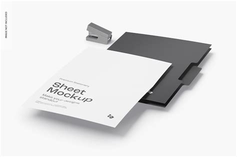 Premium PSD Folded Sheet With Folder Mockup Right View