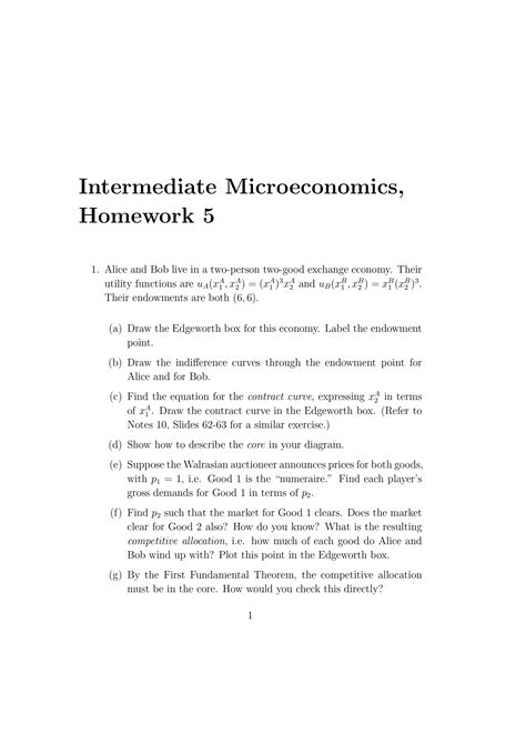 Intermediate Microeconomics Homework 5 1 Alice And