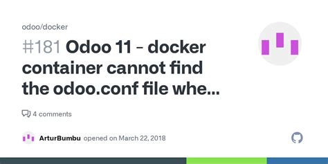 Odoo 11 Docker Container Cannot Find The Odoo Conf File When User