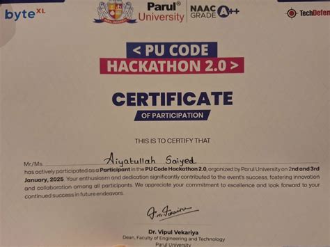 Aiyatullah Saiyed On Linkedin Bytexl Techdefence Pucodehackathon Teamwork