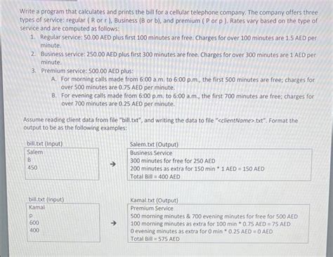 Solved Write A Program That Calculates And Prints The Bill