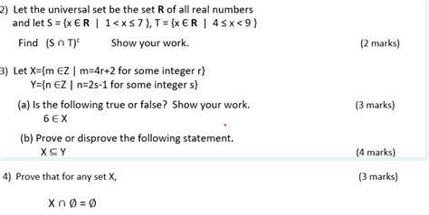 Solved 2 Let The Universal Set Be The Set R Of All Real Chegg Com