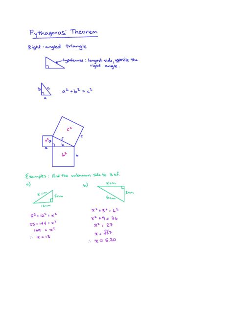 Pythagoras Theorem Notes Pdf