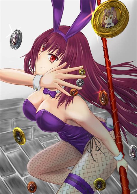Fgo「ぴょん ぴょん Fgo バニーガール スカサハ コイン 刺し穿つバニー ランサ」 キュッポンのイラスト