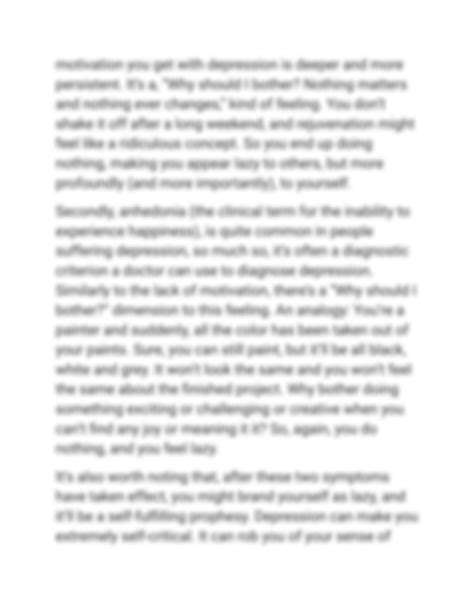 SOLUTION What Is The Difference Between Depression And Laziness