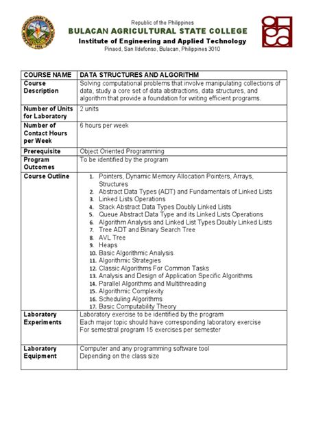 Course Outline Data Structure Pdf