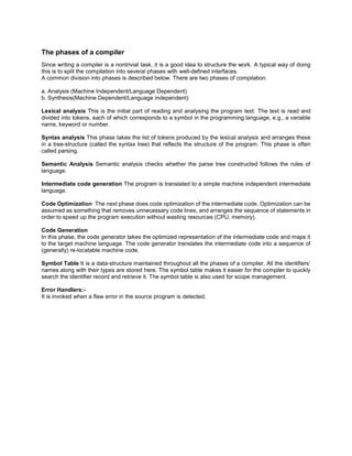 Phases Of Compiler PDF
