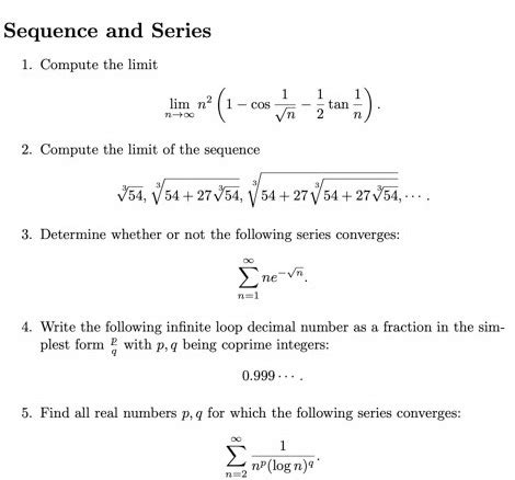 Solved Sequence And Series Compute The Limit Lim N Chegg Com