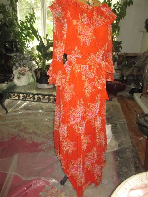 Adele Simpson Designer 1970 Red Dress Size 8 Gem