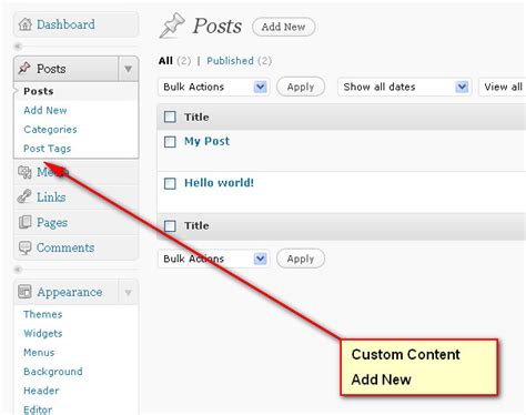 How Do I Add Content Types Other Than Posts In The Wordpress Admin Area Stack Overflow