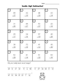 Double Digit Subtraction Secret Message By Olivia Ellens TPT