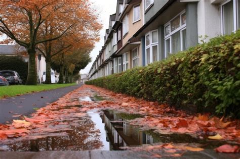 Premium Ai Image Gutter Failing To Drain Rainwater Causing A Puddle Created With Generative Ai