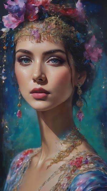 Premium AI Image Enigmatic Elegance Oilpainted Liquid Art With Vibrant Translucent Colors