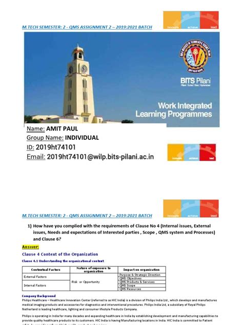 Assignment 2 Qms 2019ht74101wilp Bits Pilani Pdf Pdf Quality Management System