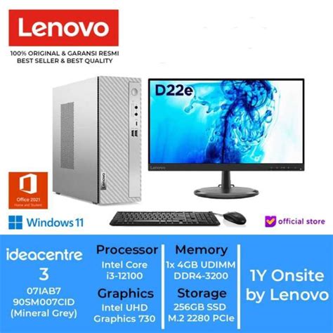 Jual LENOVO PC IdeaCentre 3 07IAB7 Intel Core I3 12100 RAM 4GB SSD 256GB Windows 11