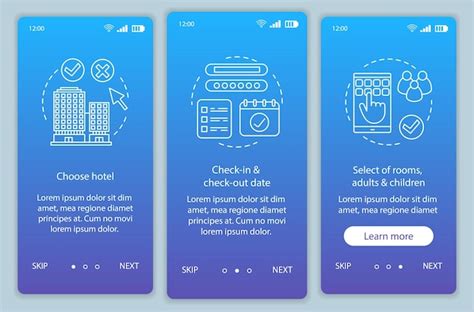 Premium Vector Hotel Booking Onboarding Mobile App Page Screen Vector
