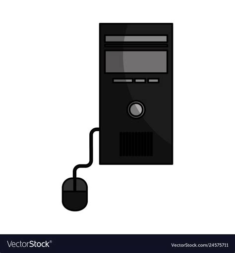 Computer Desktop Cpu With Mouse Isolated Icon Vector Image