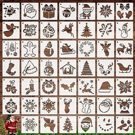 Ootsr 48 Pcs Christmas Painting Stencils For Craft Reusable Drawing