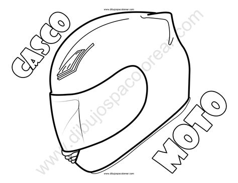 Casco De Moto Dibujo A Color Y Para Colorear