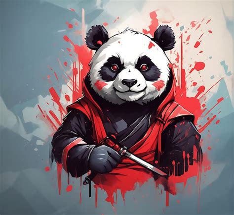Red Color Isometric Style Devil Face Panda Illustration With 4k