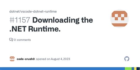 Downloading The NET Runtime Issue Dotnet Vscode Dotnet