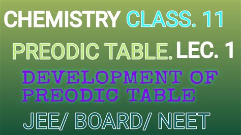 Class 11 Preodic Table Lec 1 For Jee Neet Board Youtube