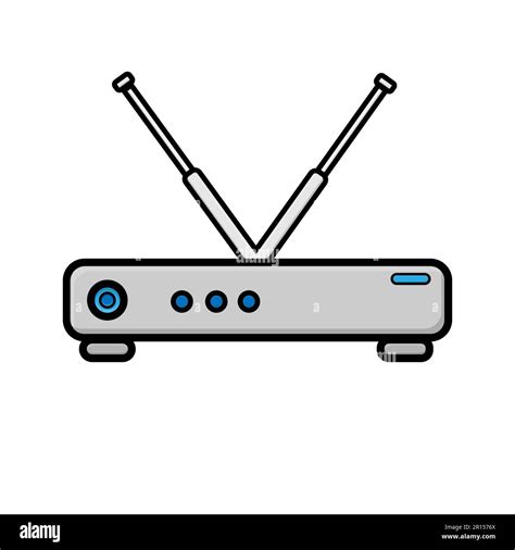 Vector Illustration Of White Flat Icon Of Modern Digital Wi Fi Modem