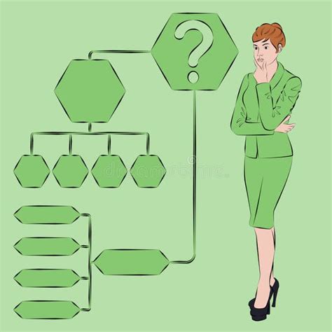 Woman Uses A Decision Tree Diagram Outline Stock Vector Illustration Of Strategy Tree 331996556