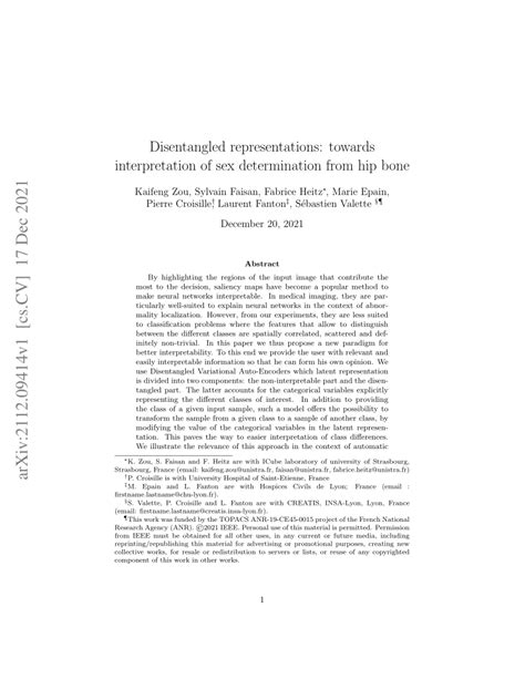 Pdf Disentangled Representations Towards Interpretation Of Sex