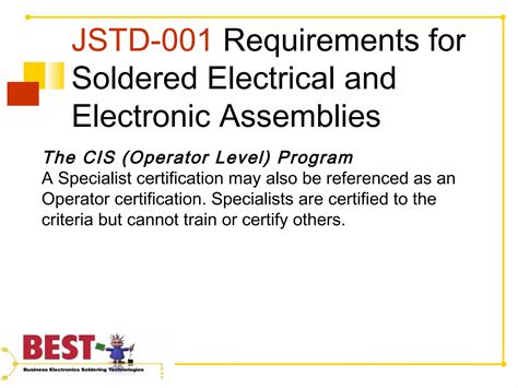 What Is The IPC JSTD 001 Certification Program PPT