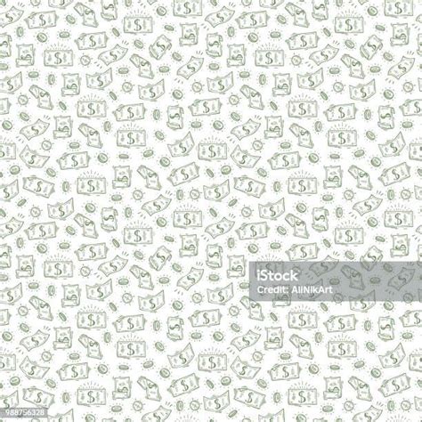 돈 비 원활한 벡터 패턴입니다 손 성형 낙서 달러 지폐와 동전 통화에 대한 스톡 벡터 아트 및 기타 이미지 통화 패턴 배경 주제 Istock