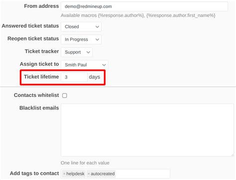 ticket lifetime redmineup help helpdesk plugin documentation