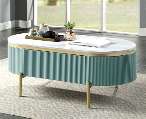 Georgio Teal Finish Storage Coffee Table