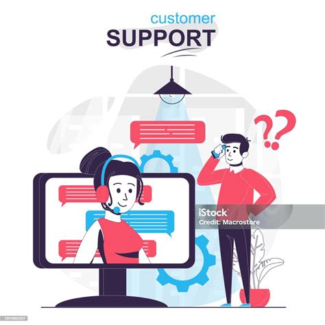 고객 지원 격리 된 만화 개념 남자는 핫라인을 호출 운영자는 클라이언트 평면 디자인의 사람들 장면에 응답합니다 블로깅 웹 사이트 모바일 앱 홍보 자료에 대한 벡터