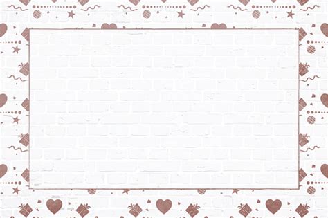 갈색 요소 하트 별 선물 상자 소용돌이 주변 돌리기 흰색 그런지 질감 벽돌 벽의 테두리를 만드는 크리스마스 테마 사진 또는 사진 프레임의 벡터 일러스트레이션 갈색에 대한