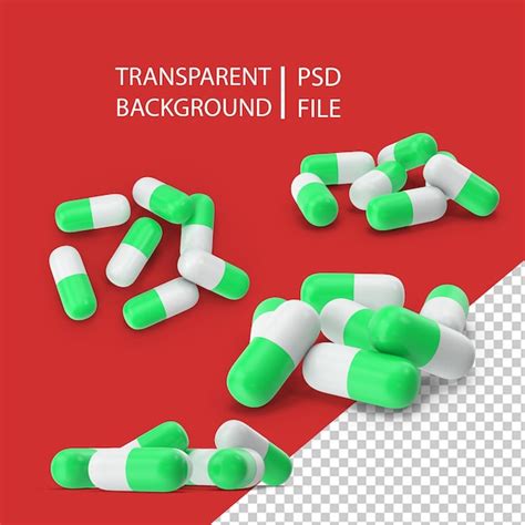 Premium Psd Pill Capsule Stack Green White Png