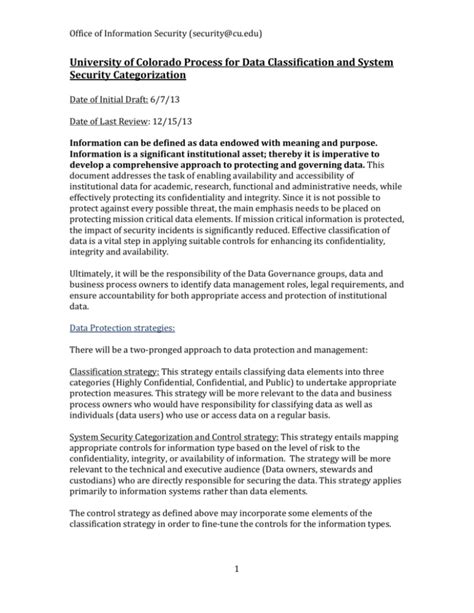 Classification And System Security Categorization