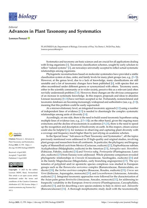 Pdf Advances In Plant Taxonomy And Systematics