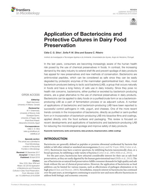 Pdf Application Of Bacteriocins And Protective Cultures In Dairy Food