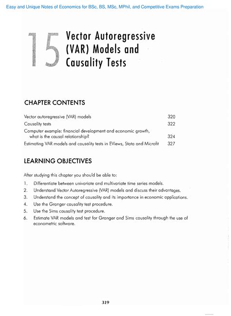 Solution Applied Econometrics Vector Autoregression Var Models And