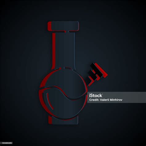 검은 배경에 고립 된 흡연 마리화나 또는 대마초 아이콘을위한 종이 컷 유리 봉 종이 아트 스타일입니다 벡터 일러스트레이션 3차원 형태에 대한 스톡 벡터 아트 및 기타 이미지