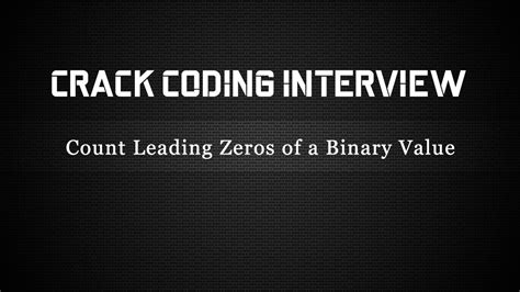 Coding Interview Question Embedded C Bit Manipulation Count