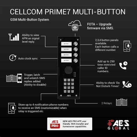 AES Cellcom Prime7 IBK4 4 Button 4G GSM Intercom