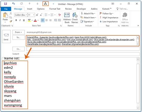 How To Insert All Recipient Names To Email Body In Outlook