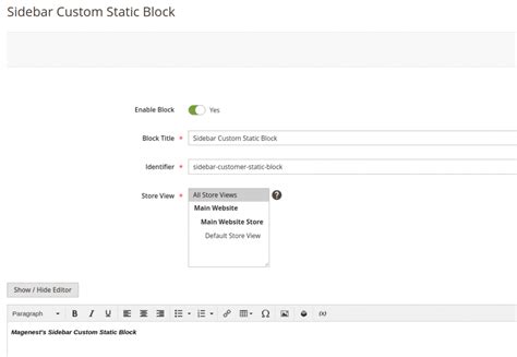 How To Add A Static Block In A Sidebar Column Magento 2