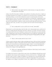IDRL Unit 1 Lesson 2 Docx Unit 1 Lesson 2 1 What Are Labour And Capital And How Do Their