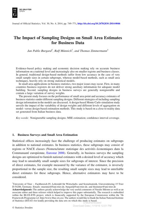 Pdf The Impact Of Sampling Designs On Small Area Estimates For