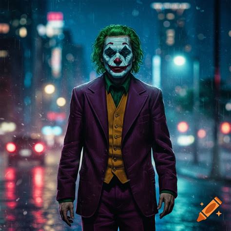 Photorealistic Portrait Of The Joker With Green Hair And Clown Makeup