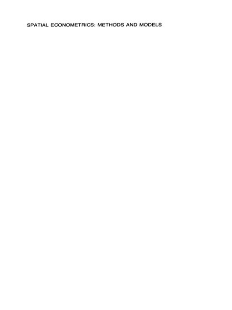 Spatial Econometrics Methods And Models Pdf Ordinary Least Squares Spatial Analysis